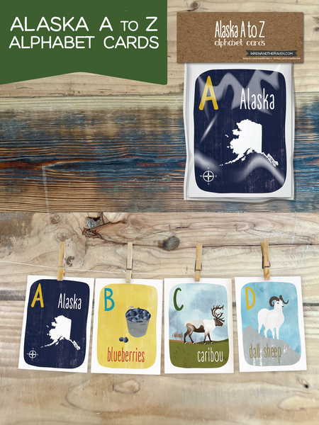 Alaska A to Z Alphabet Cards – Wren and the Raven