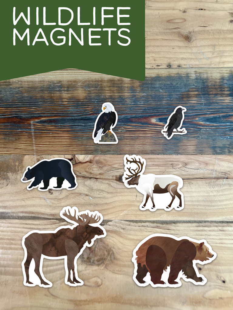 Alaska Wildlife Magnets – Wren and the Raven